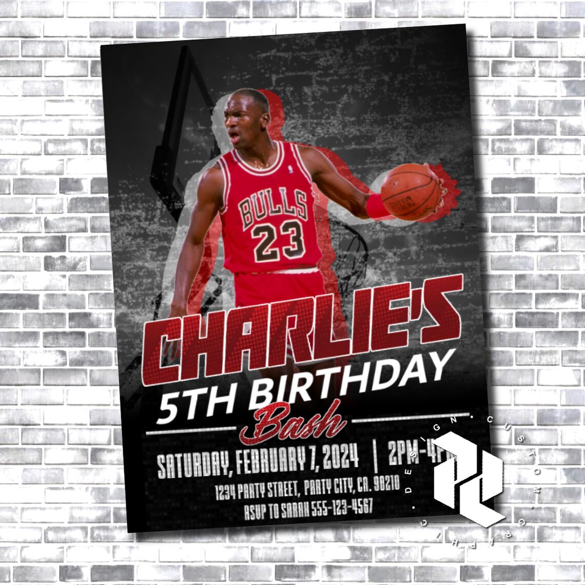 Michael Jordan Invitation Chicago Bulls Michael Jordan NBA Birthday - Etsy