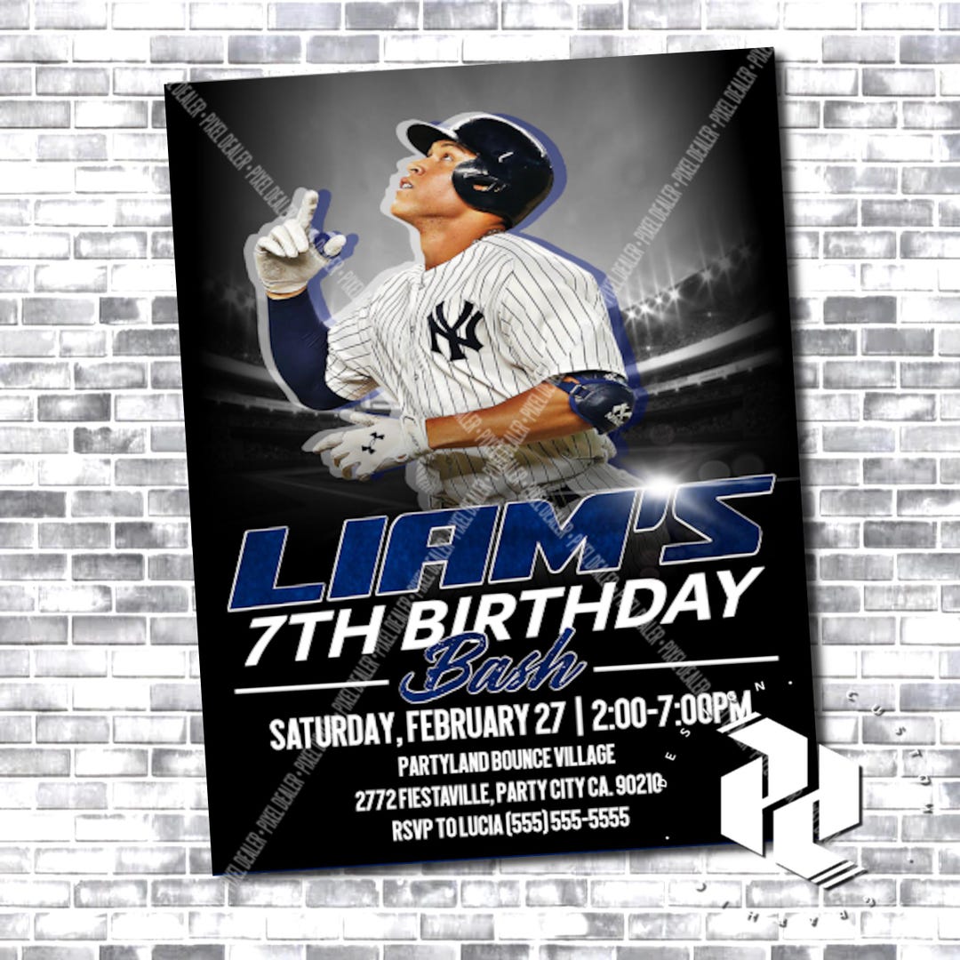 Custom Aaron Judge New York Yankees Birthday Invitation | Personalized ...
