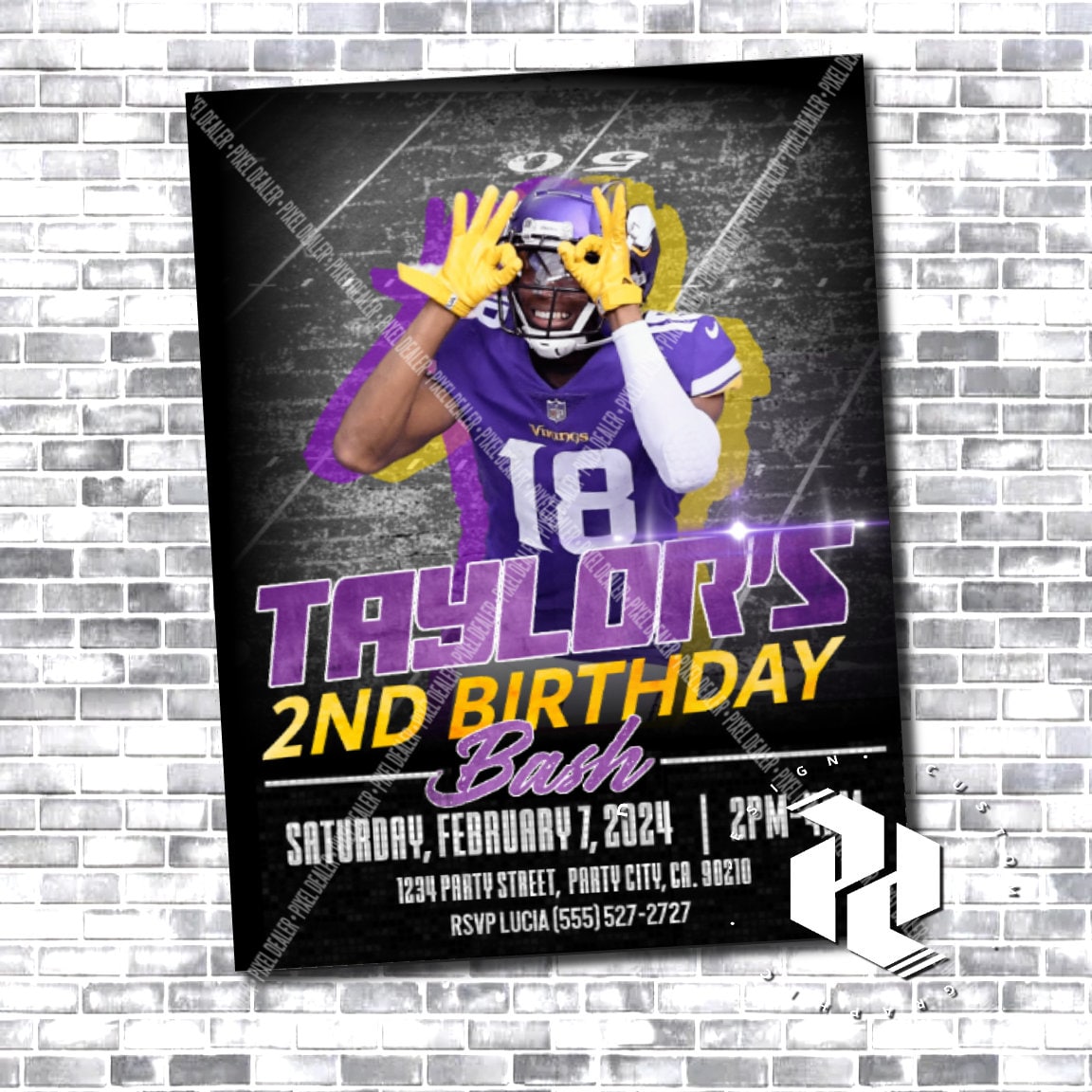 Justin Jefferson Invitation Vikings Invitation Minnesota Vikings Justin ...