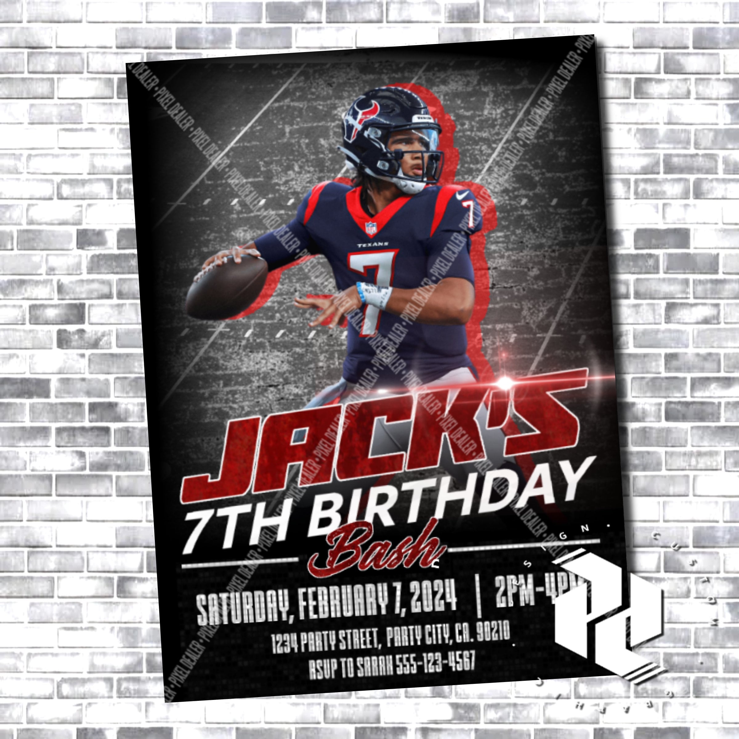 Texans Party Invitation Templates 7+ Pump It Up Space Jam Canva