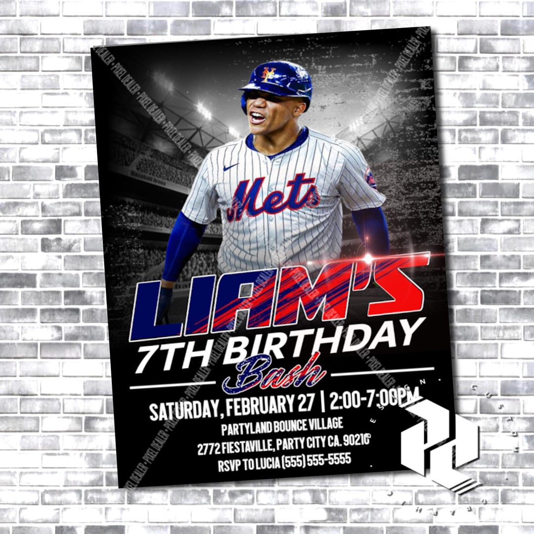 Custom Juan Soto New York Mets Birthday Invitation | Personalized MLB ...