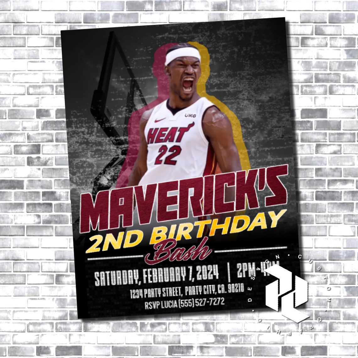 Jimmy Butler Invitation Miami Heat Invitation Heat Birthday Card Jimmy ...