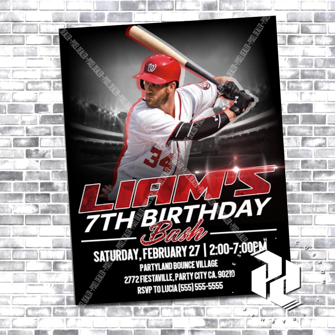 Bryce Harper Custom Birthday Invitation | Personalized Philadelphia ...