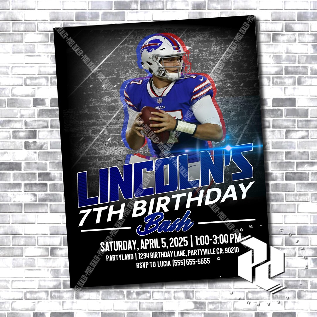 Josh Allen Invitation - Buffalo Bills Custom Birthday Invitation - NFL ...