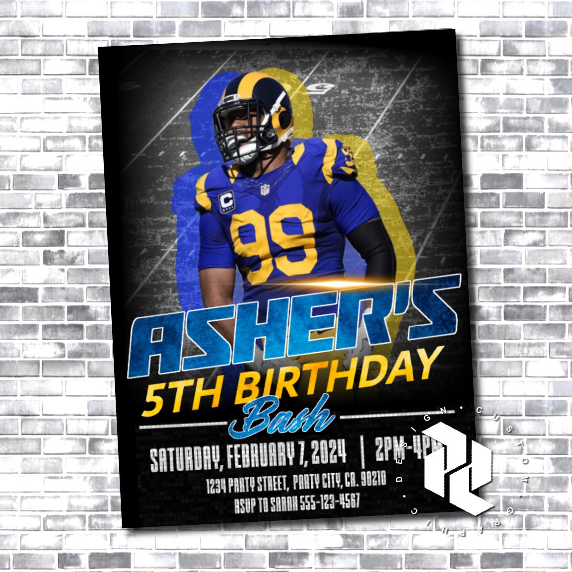 Aaron Donald Invitation - Los Angeles Rams - Rams Invitation - Aaron ...