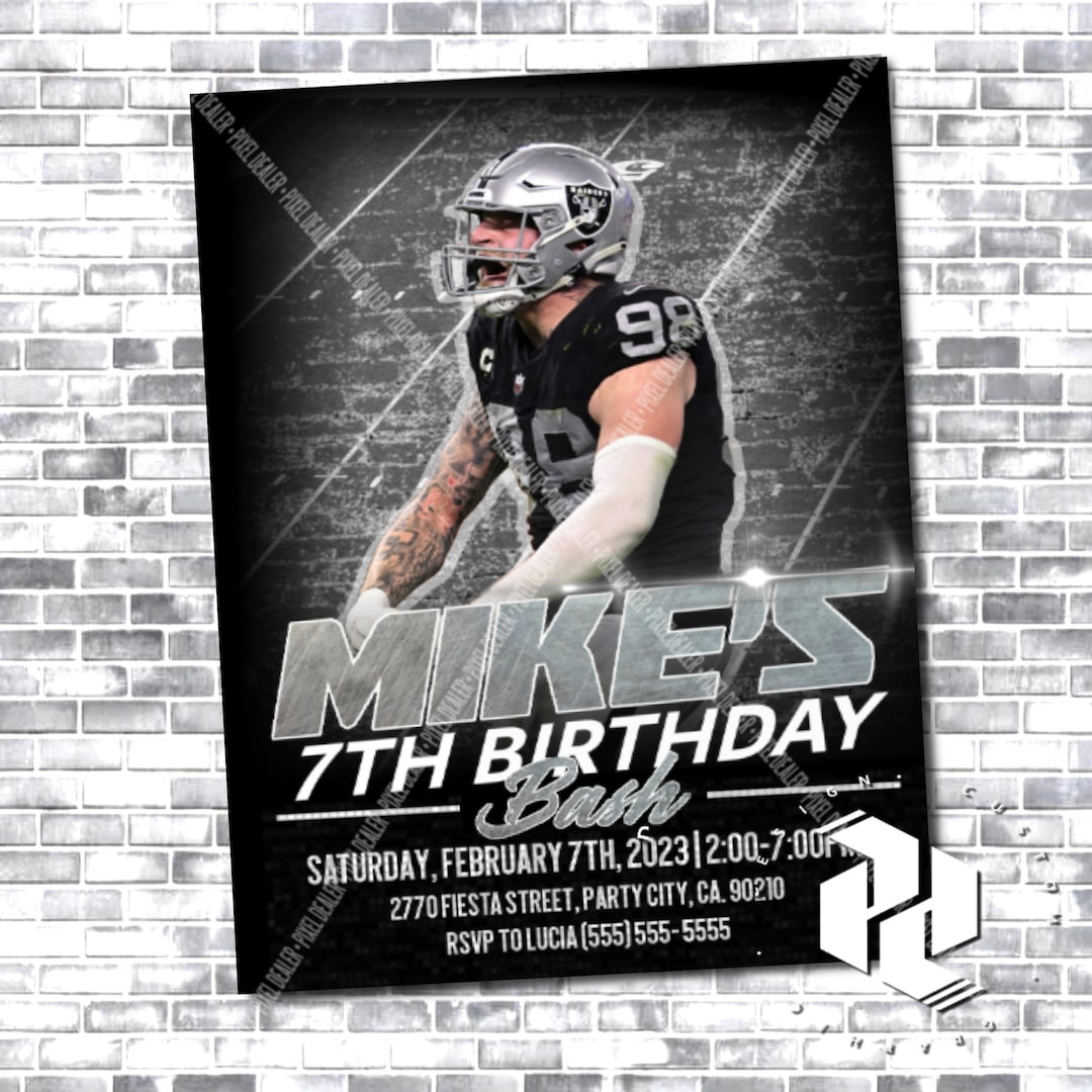 Maxx Crosby Invitation - Las Vegas Raiders - Raiders Birthday ...