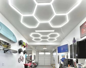 Modern LED Hexagonal Garage Light Fixture 6000K 248W 6 Grid Straight ...