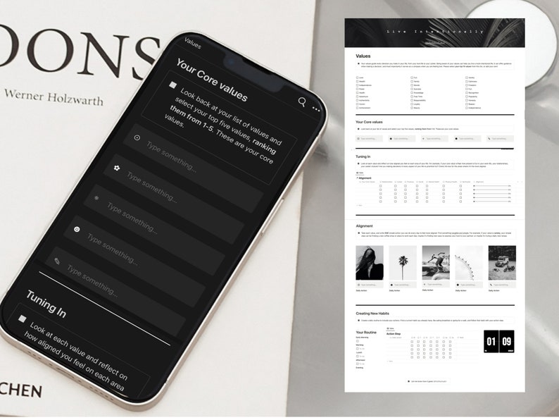 Minimal Aesthetic Notion Digital Core Values Workbook Clarification Core Values All in One ...