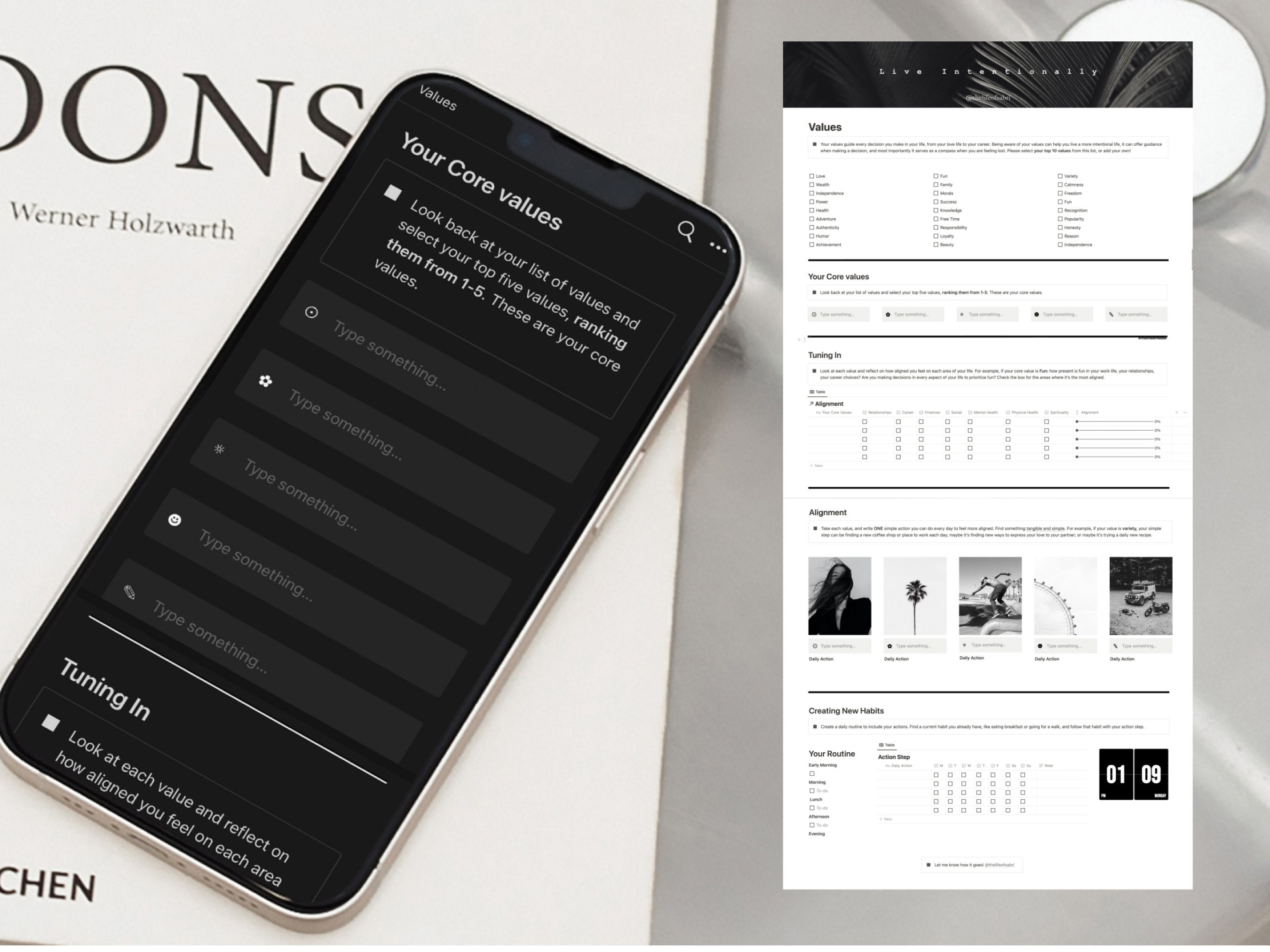 Minimal Aesthetic Notion Digital Core Values Workbook Clarification Core Values All in One ...