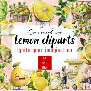 Watercolor Sweet Lemon Clipart Digital Png Lemonade, Refreshing Summer ...