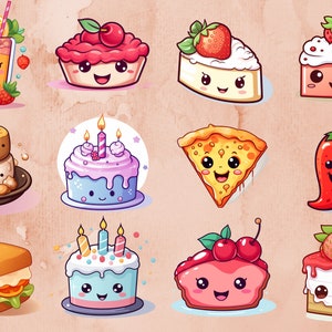 Kawaii Food Clipart Bundle Cute Food Graphics for Digital Planner Png ...
