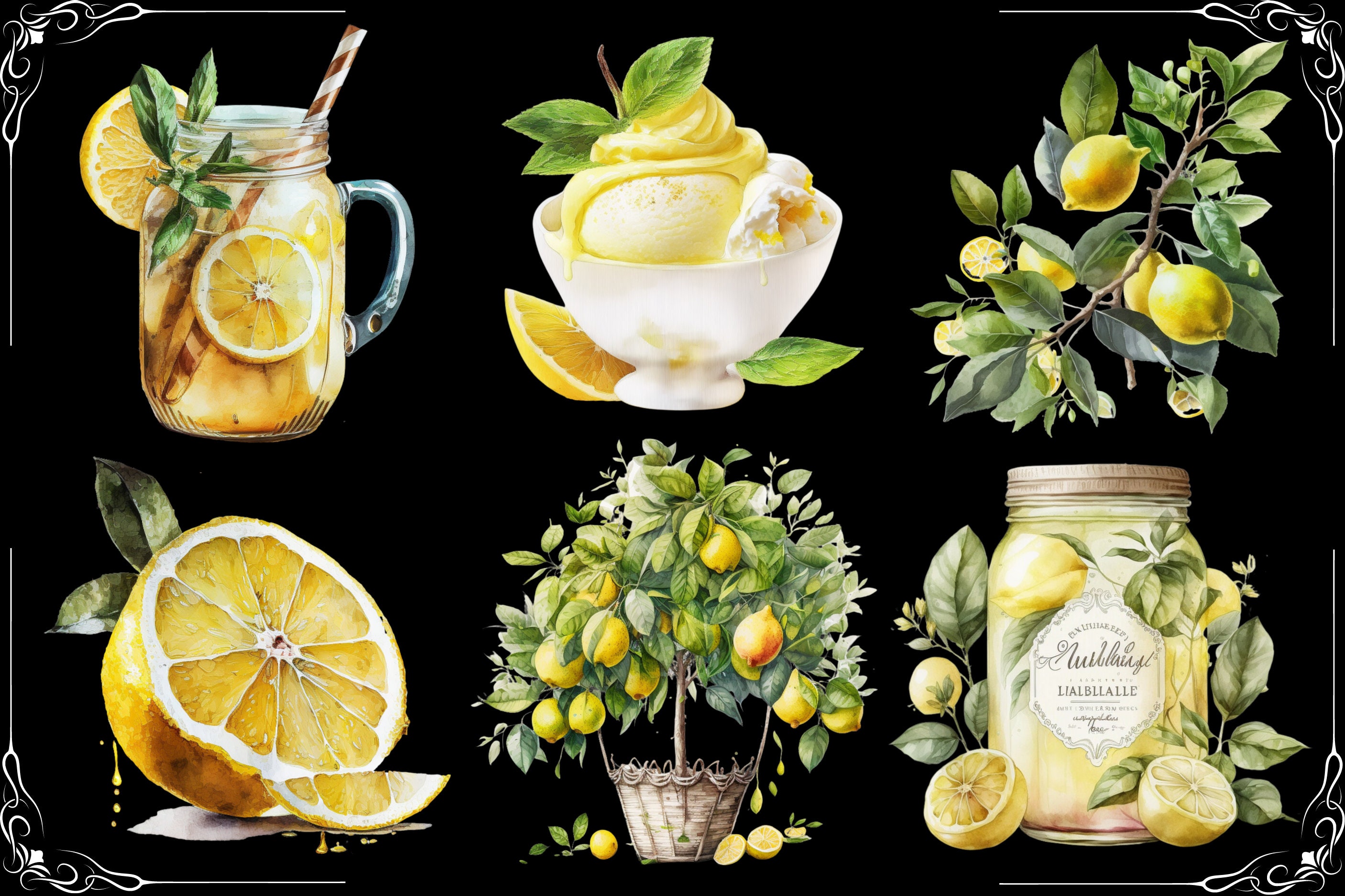 Watercolor Sweet Lemon Clipart Digital Png Lemonade, Refreshing Summer ...