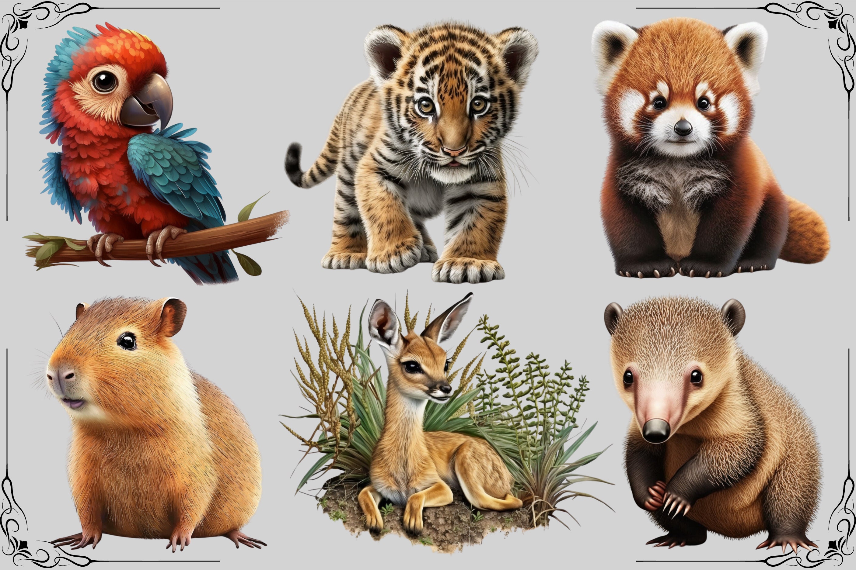 Baby Jungle Animals PNG Clipart for Project Safari PNG Nursery - Etsy