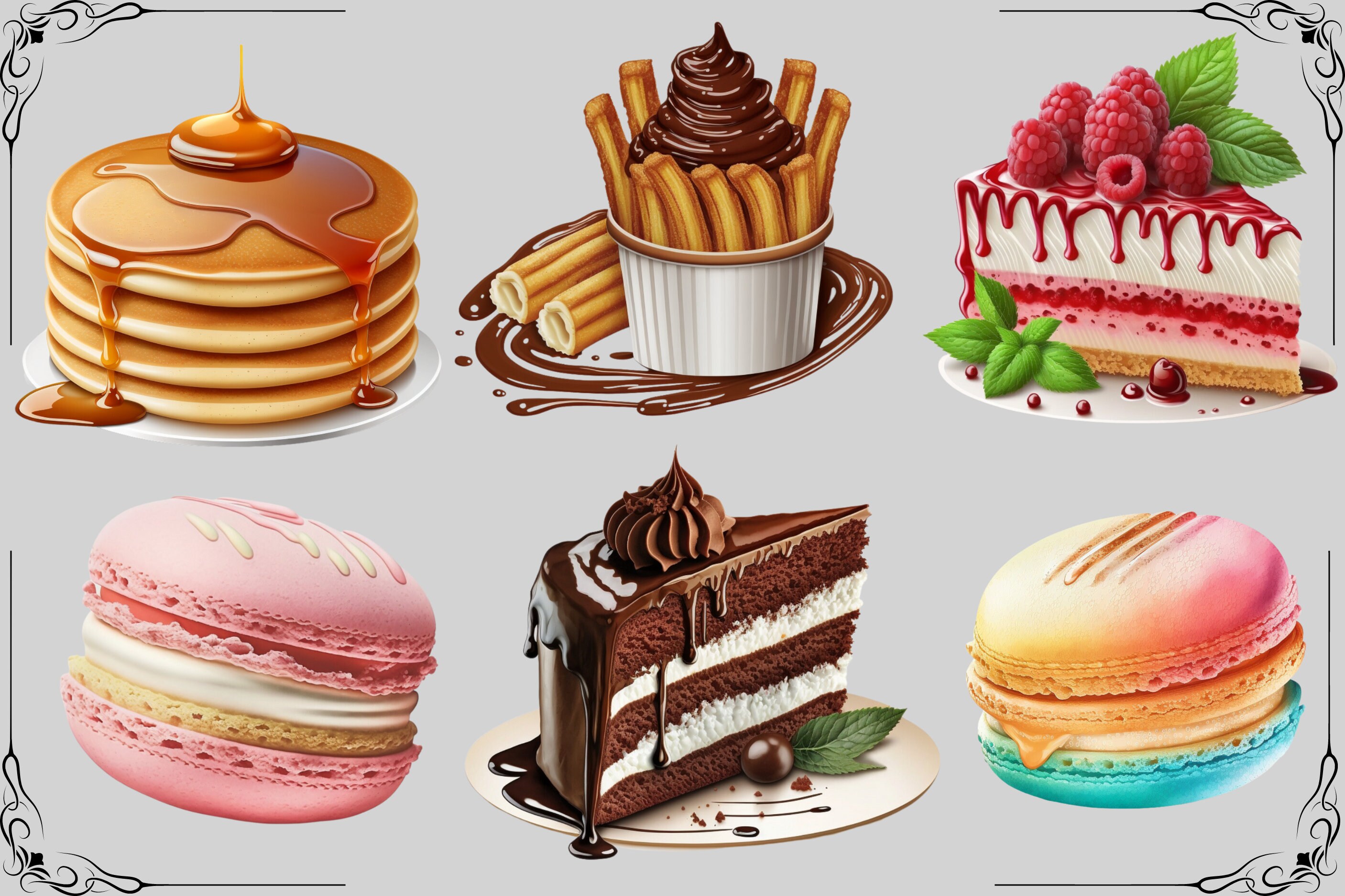 Sweet Treats Watercolor Clipart Bundle Digital Candies Desserts Donuts ...