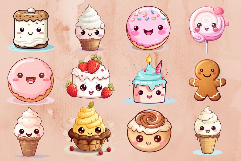 Kawaii Sweet Food Clipart Perfect Match Kawaii PNG Funny Vector ...