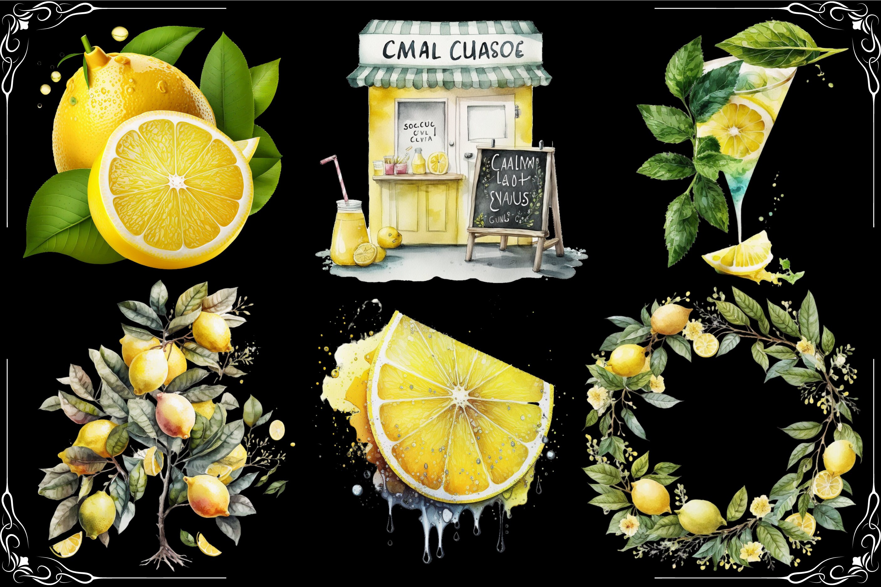 Watercolor Sweet Lemon Clipart Digital Png Lemonade, Refreshing Summer ...