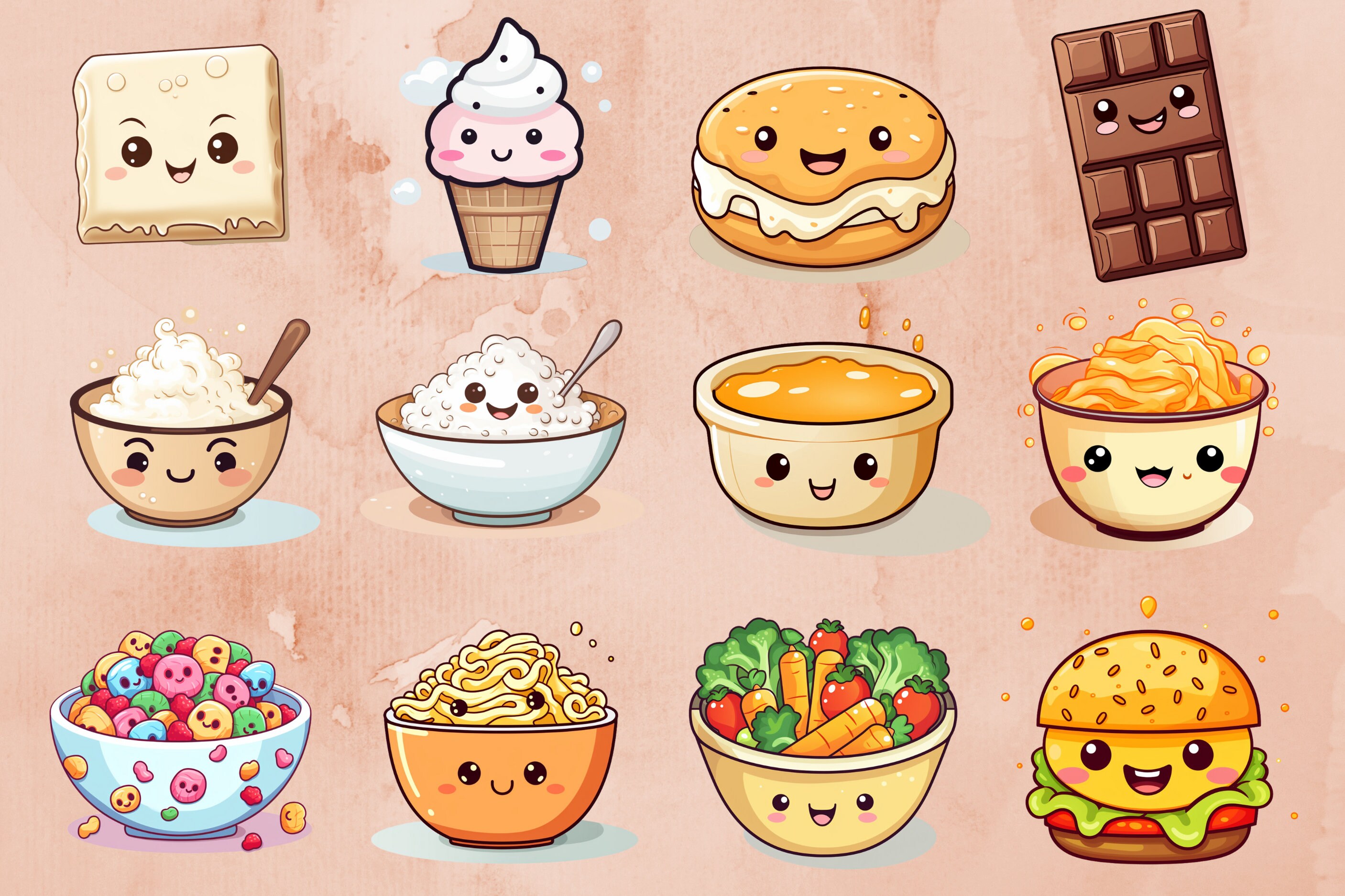 Kawaii Food Clipart Bundle Cute Food Graphics for Digital Planner Png ...