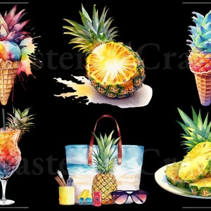 Watercolor Pineapple Clipart PNG Summer Fruit Clipart Commercial Use ...