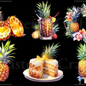Watercolor Pineapple Clipart PNG Summer Fruit Clipart Commercial Use ...