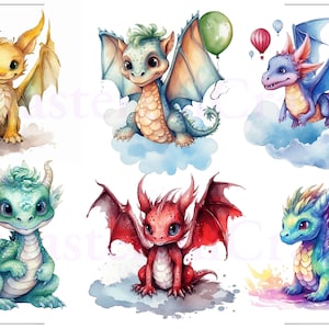 Watercolor Fantasy Dragon Baby Dragons Clipart Dragon Png Watercolor ...