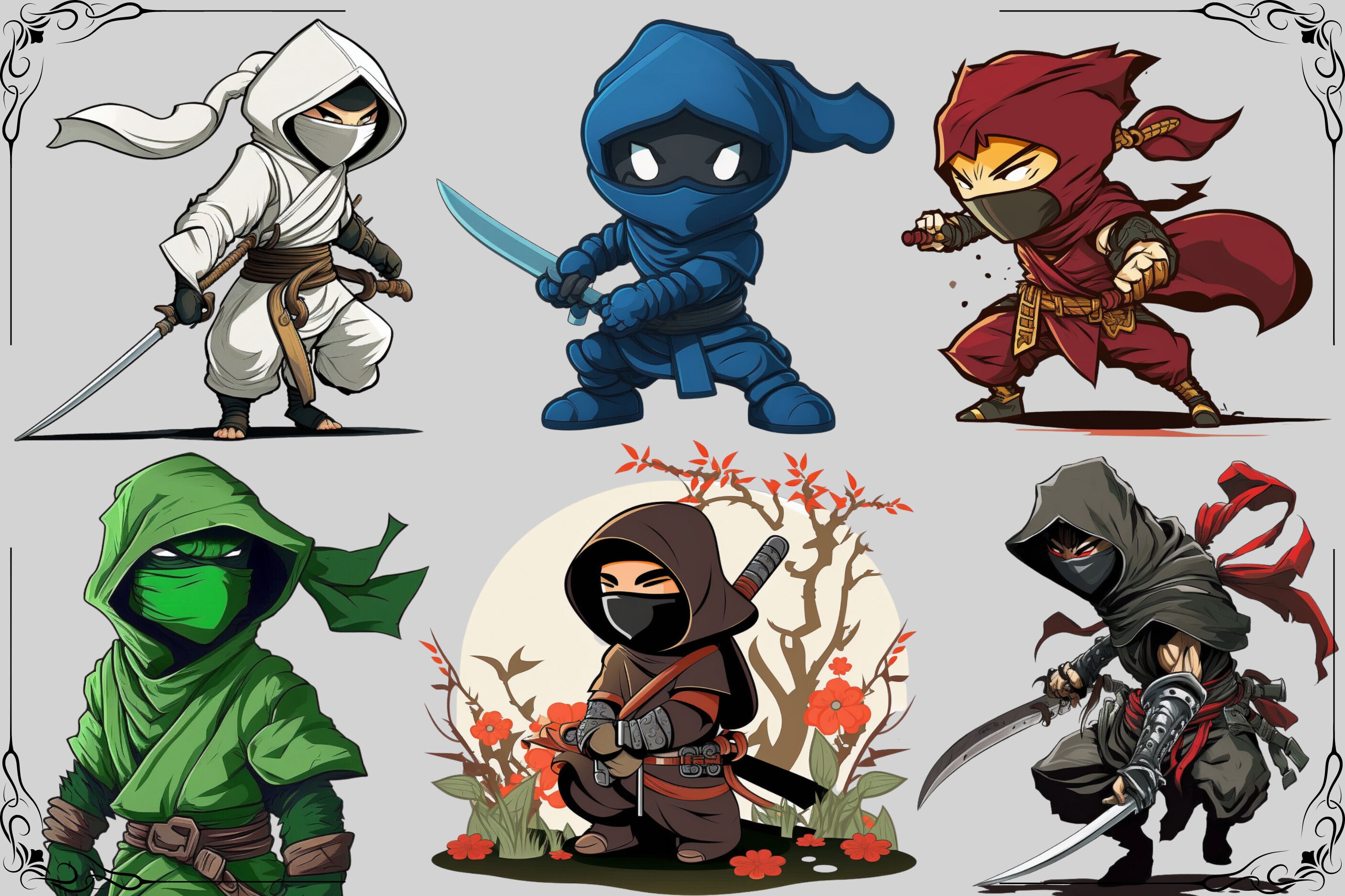 Ninja Watercolor Clipart Cute Ninja Digital File Ninja Instant Download ...