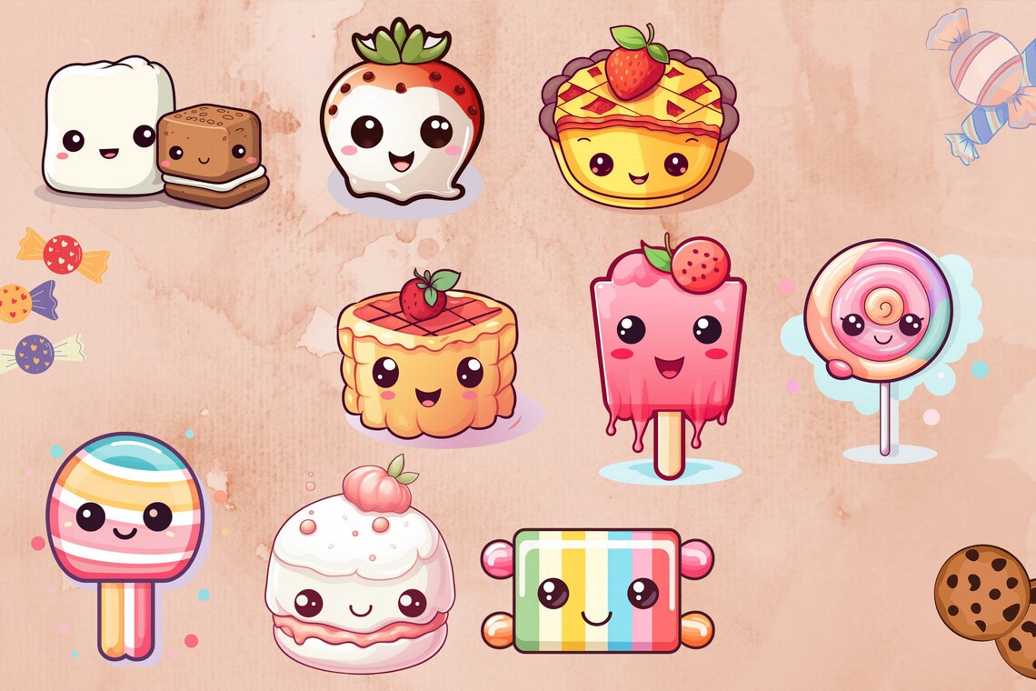 Kawaii Sweet Food Clipart Perfect Match Kawaii PNG Funny Vector ...