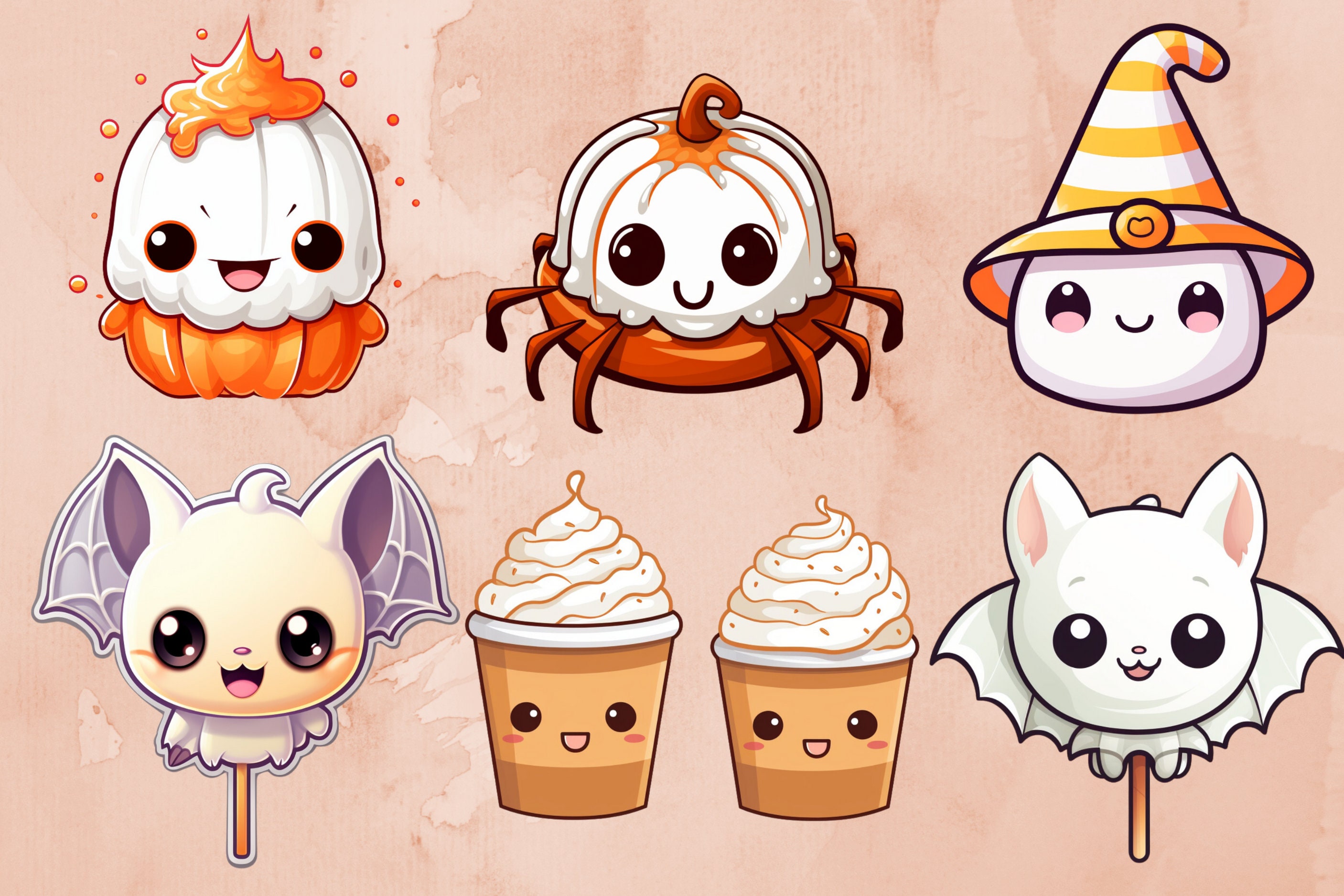 Kawaii Halloween Food Clipart Bundle Perfect Match Kawaii PNG Cute Food ...