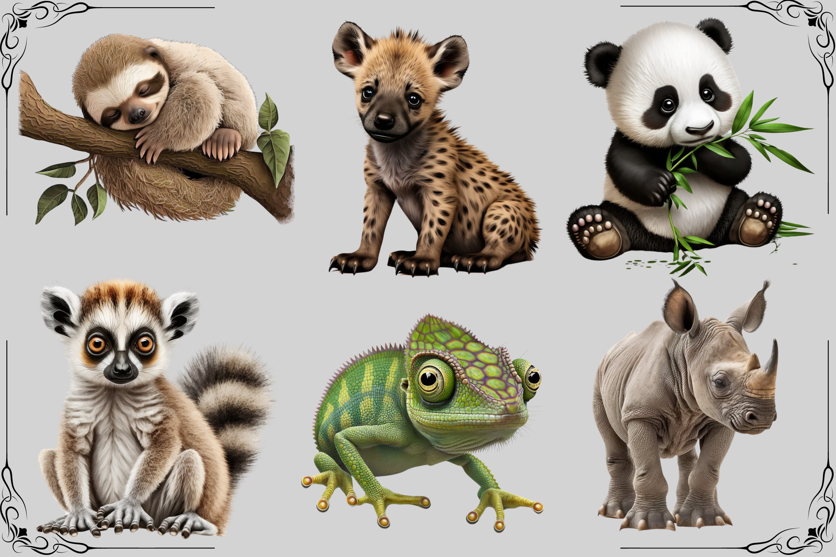 Baby Jungle Animals PNG Clipart for Project Safari PNG Nursery - Etsy