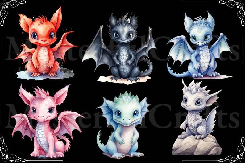 Watercolor Fantasy Dragon Baby Dragons Clipart Dragon Png Watercolor ...