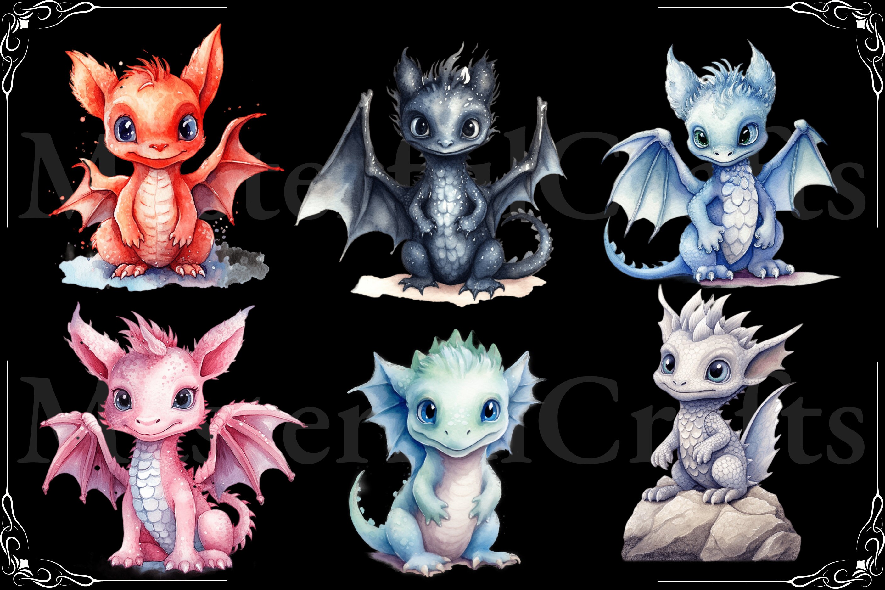 Watercolor Fantasy Dragon Baby Dragons Clipart Dragon Png Watercolor ...