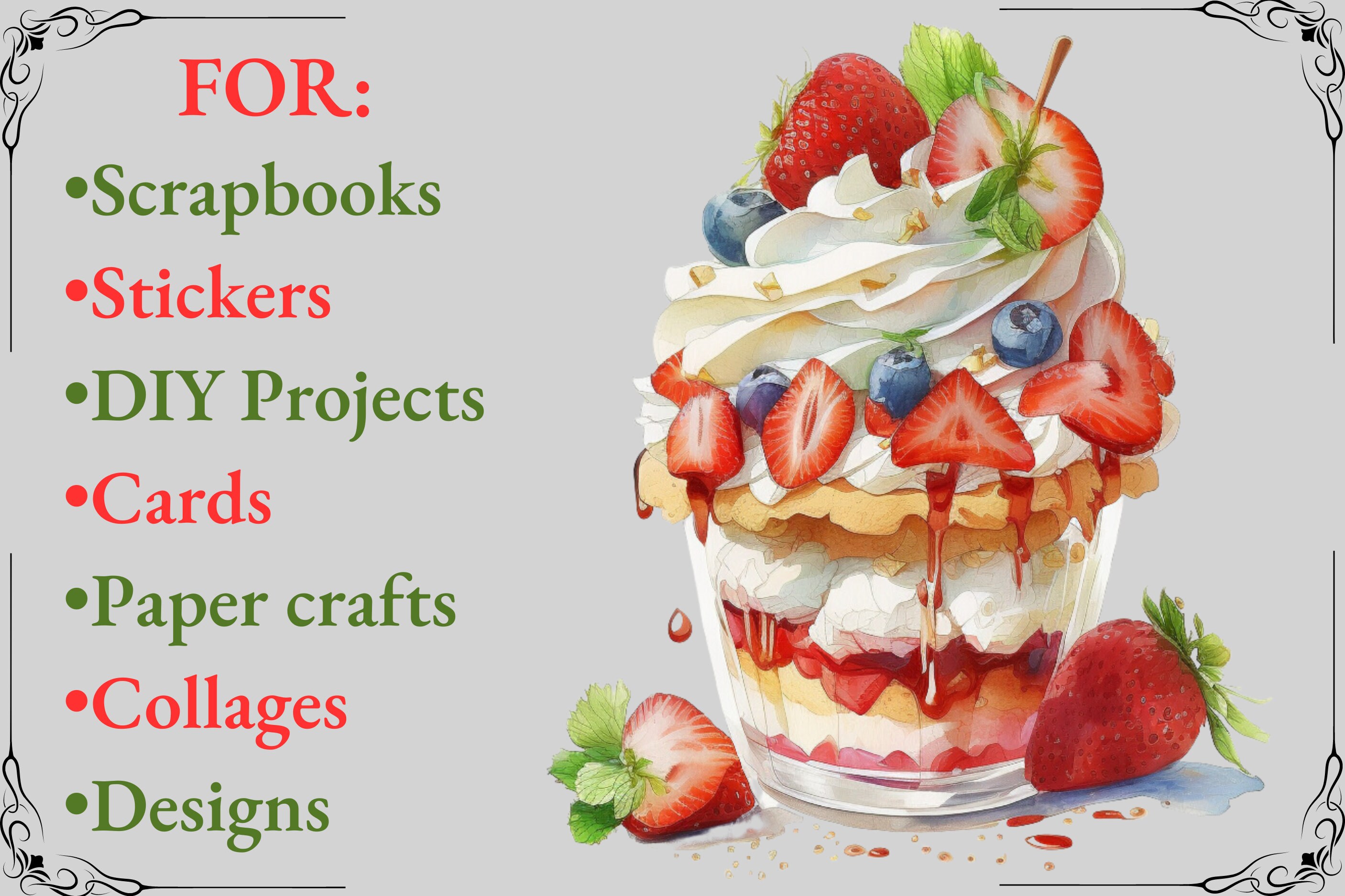 Sweet Treats Watercolor Clipart Bundle Digital Candies Desserts Donuts ...