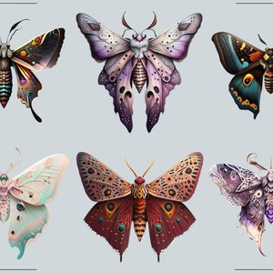 Watercolour Mystical Pastel Moth Clipart Bundle, Wiccan Png, Moth Png ...