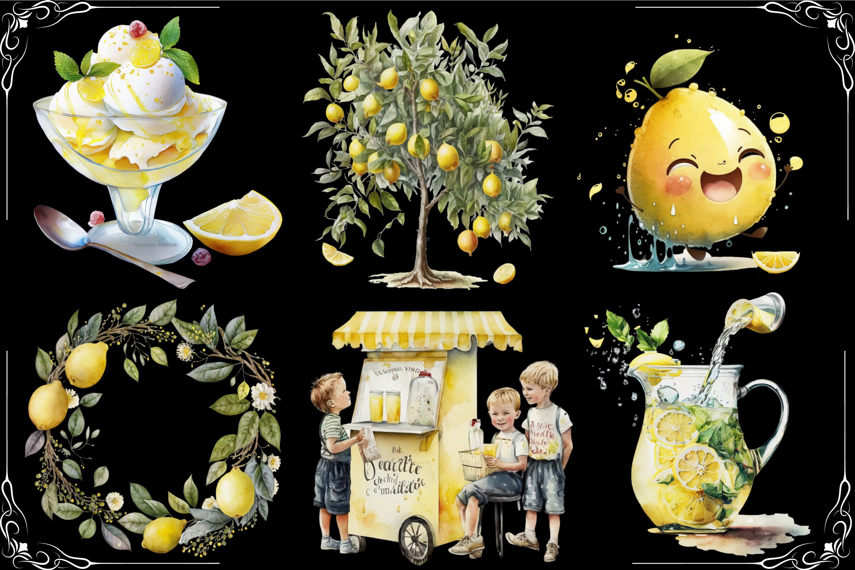 Watercolor Sweet Lemon Clipart Digital Png Lemonade, Refreshing Summer ...