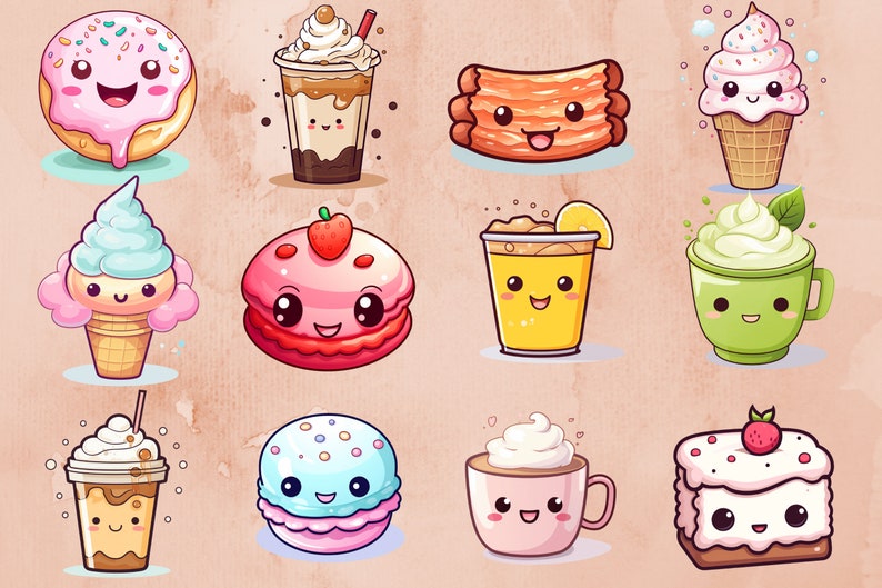 Kawaii Food Clipart Bundle Cute Food Graphics for Digital Planner Png ...