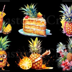 Watercolor Pineapple Clipart PNG Summer Fruit Clipart Commercial Use ...