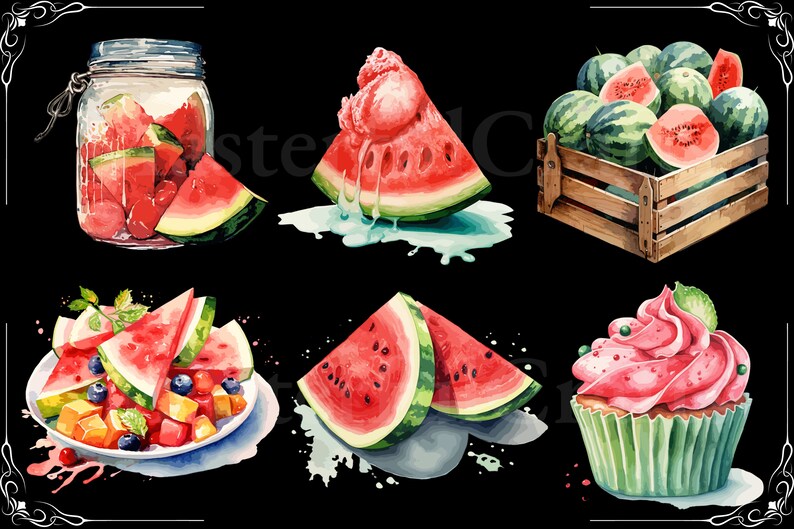 Watercolor Watermelon Clipart Summer Fruit PNG Digital Image - Etsy