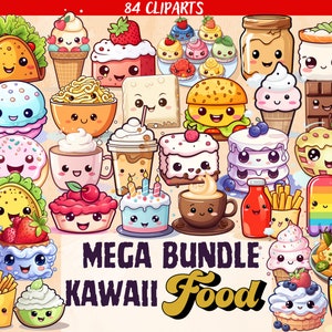 Kawaii Food Clipart Bundle Cute Food Graphics for Digital Planner Png ...