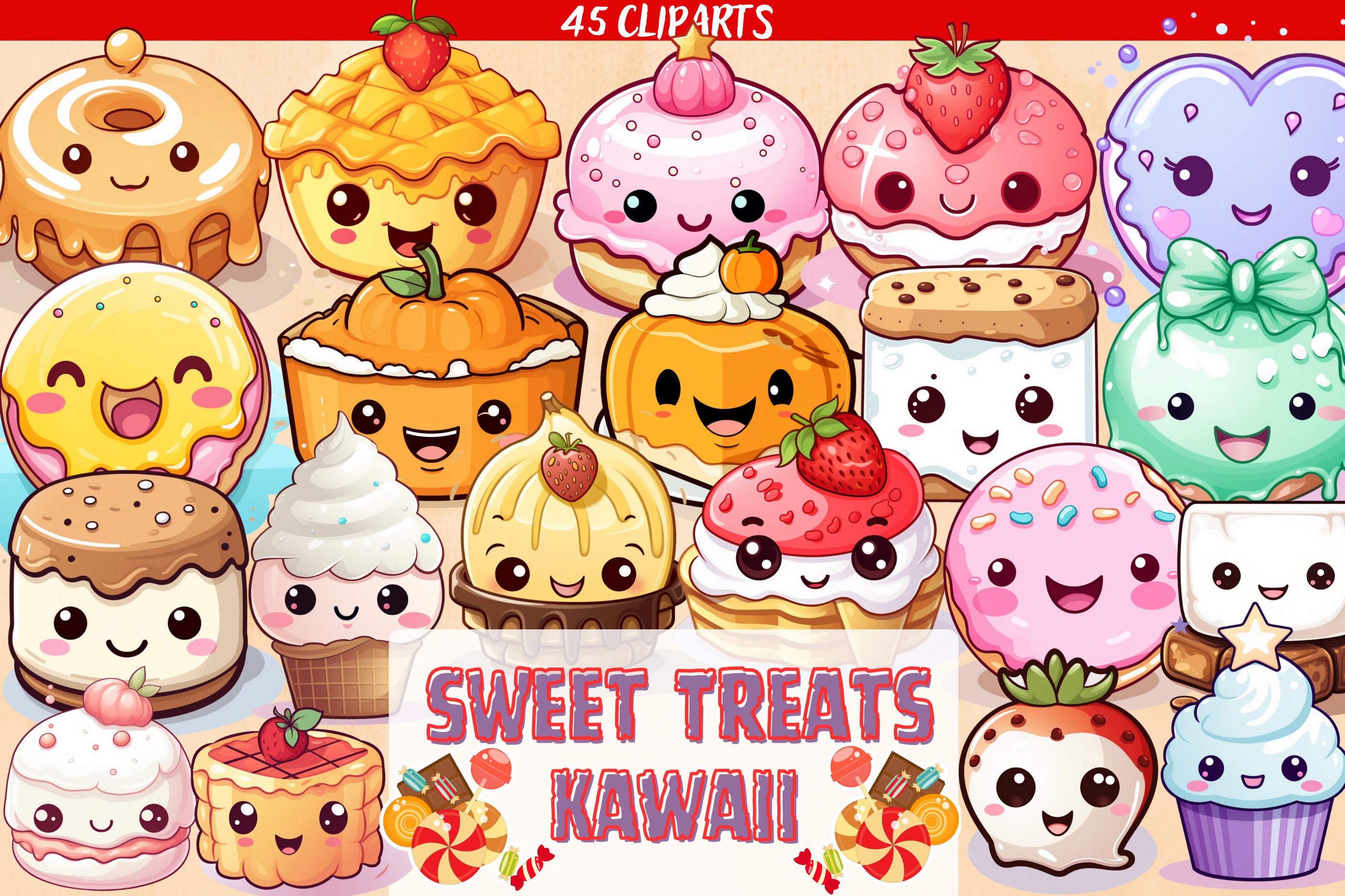 Kawaii Sweet Food Clipart Perfect Match Kawaii PNG Funny Vector ...