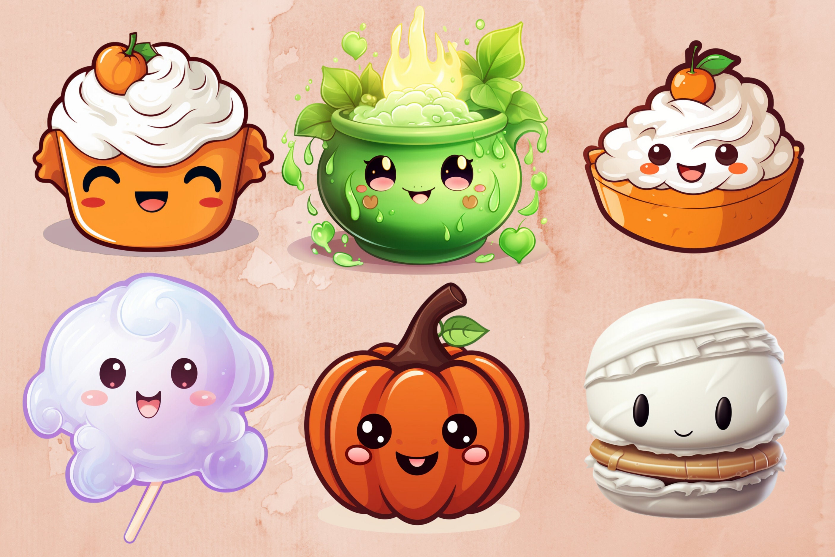 Kawaii Halloween Food Clipart Bundle Perfect Match Kawaii PNG Cute Food ...