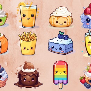 Kawaii Food Clipart Bundle Cute Food Graphics for Digital Planner Png ...