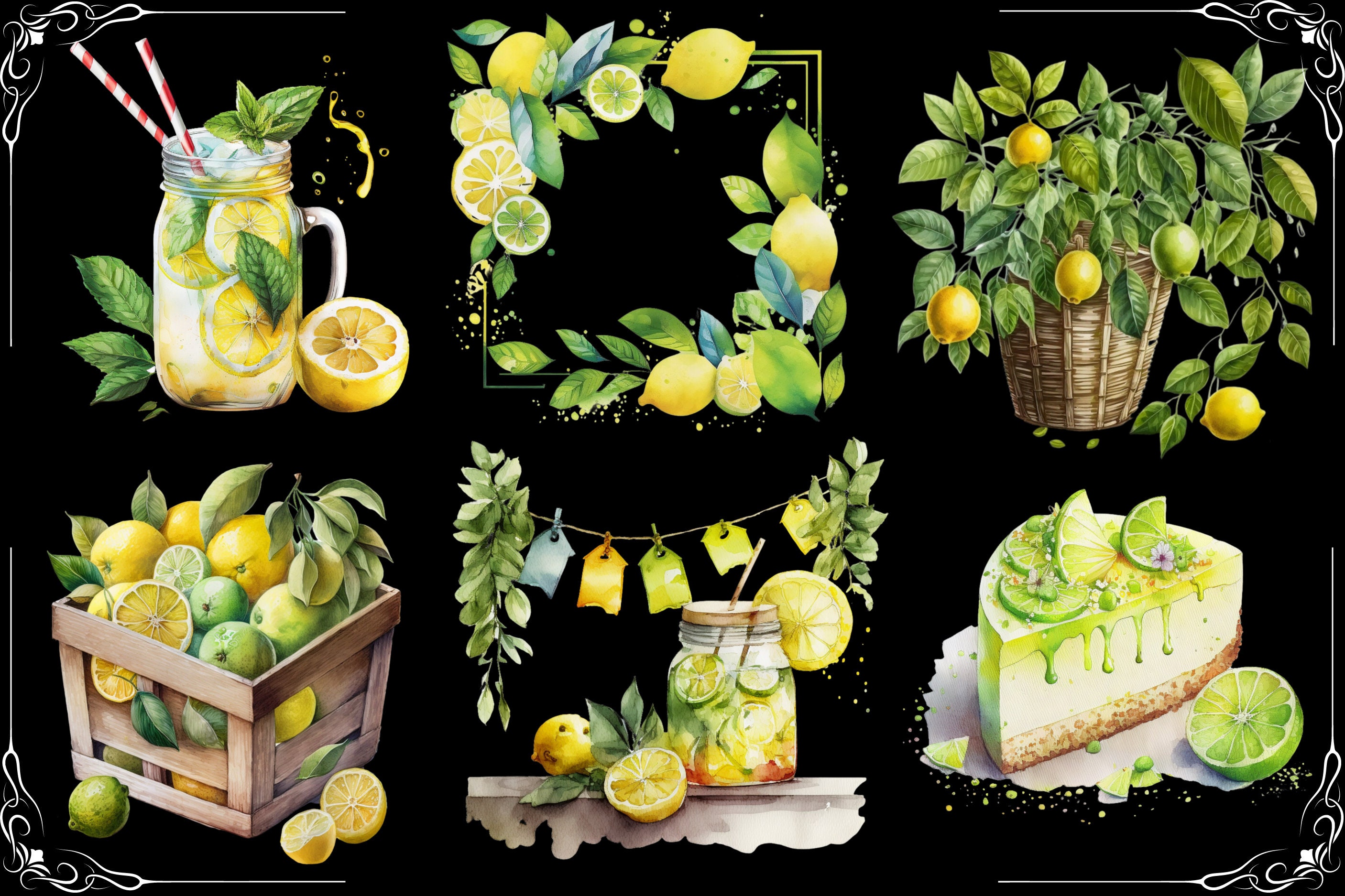 Watercolor Sweet Lemon Clipart Digital Png Lemonade, Refreshing Summer ...
