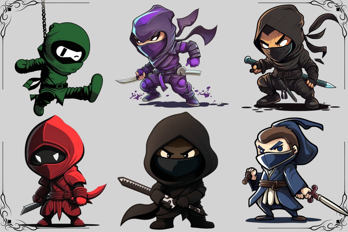 Ninja Watercolor Clipart Cute Ninja Digital File Ninja Instant Download ...