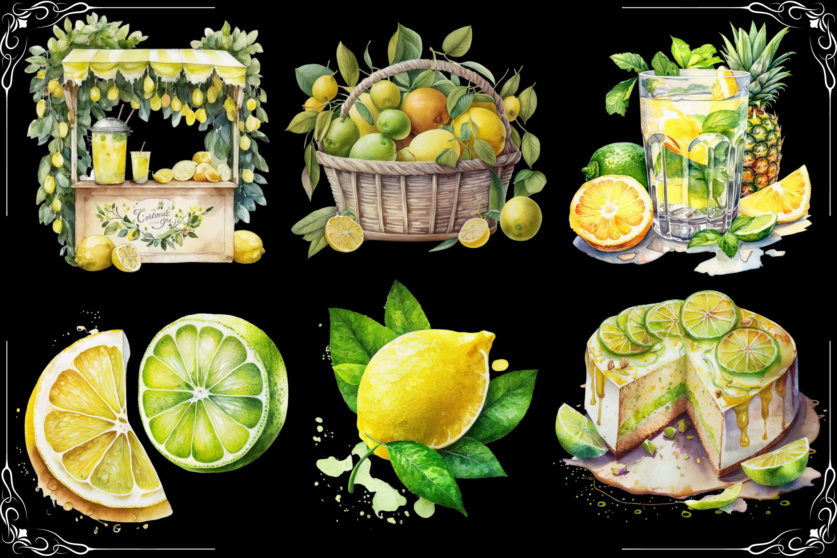 Watercolor Sweet Lemon Clipart Digital Png Lemonade, Refreshing Summer ...