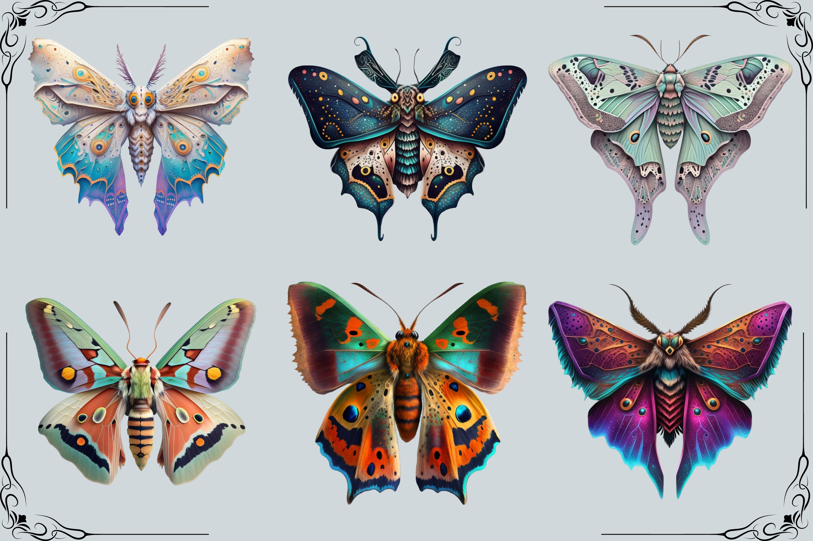 Watercolour Mystical Pastel Moth Clipart Bundle Wiccan Png - Etsy
