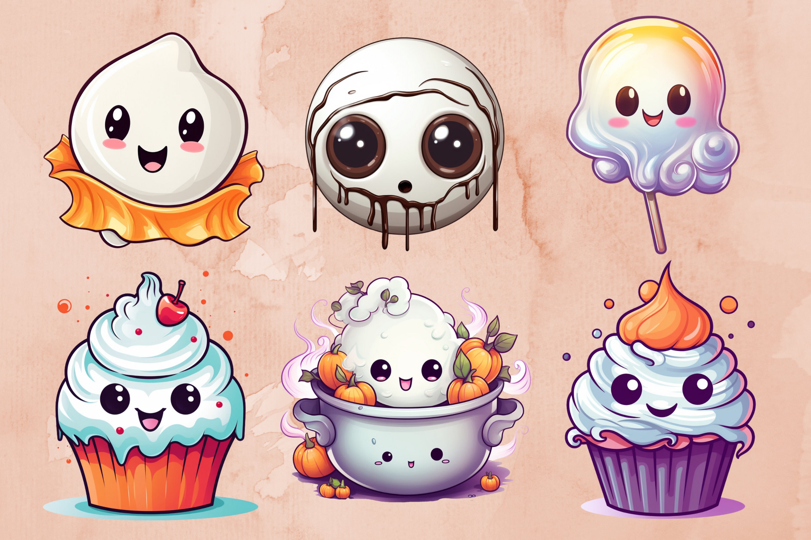 Kawaii Halloween Food Clipart Bundle Perfect Match Kawaii PNG Cute Food ...