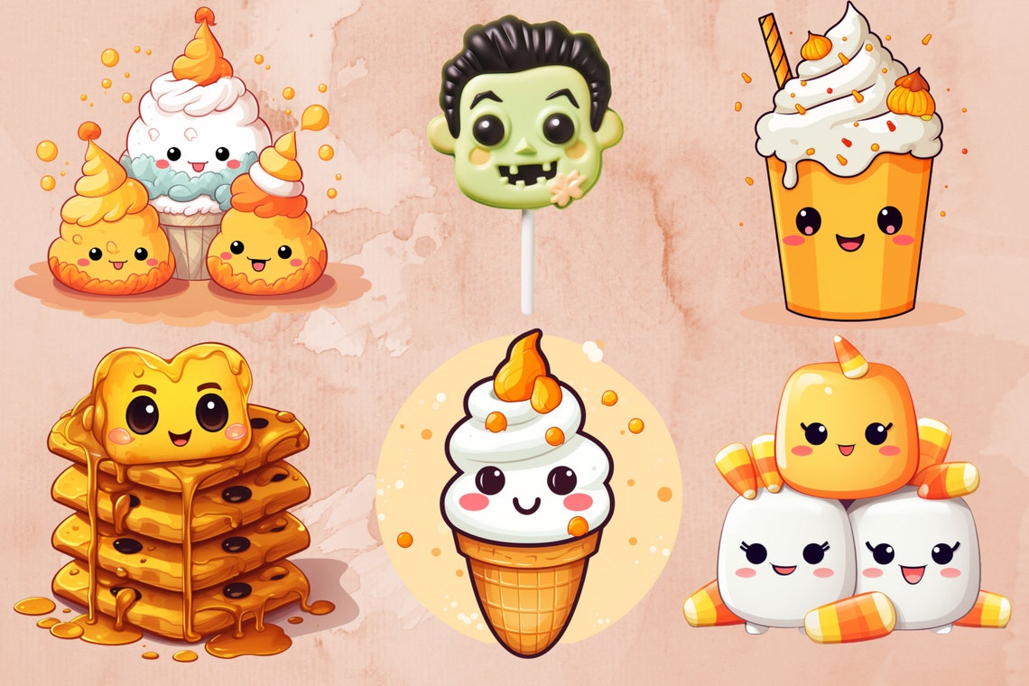 Kawaii Halloween Food Clipart Bundle Perfect Match Kawaii PNG Cute Food ...