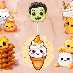 Kawaii Halloween Food Clipart Bundle Perfect Match Kawaii PNG Cute Food ...