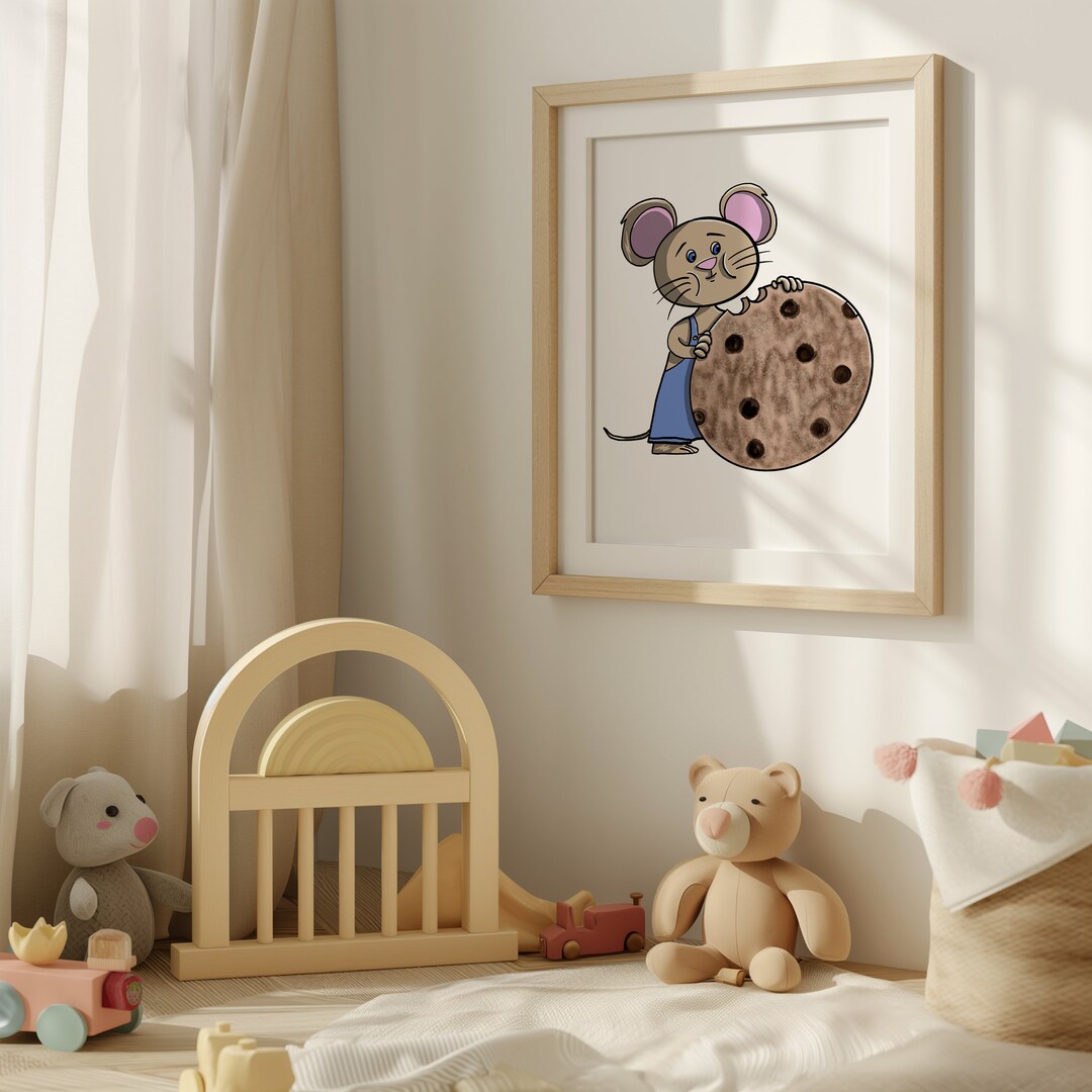 Mouse and Cookie | Book Cover Collection | Nursery Wall Art | Cartoon ...