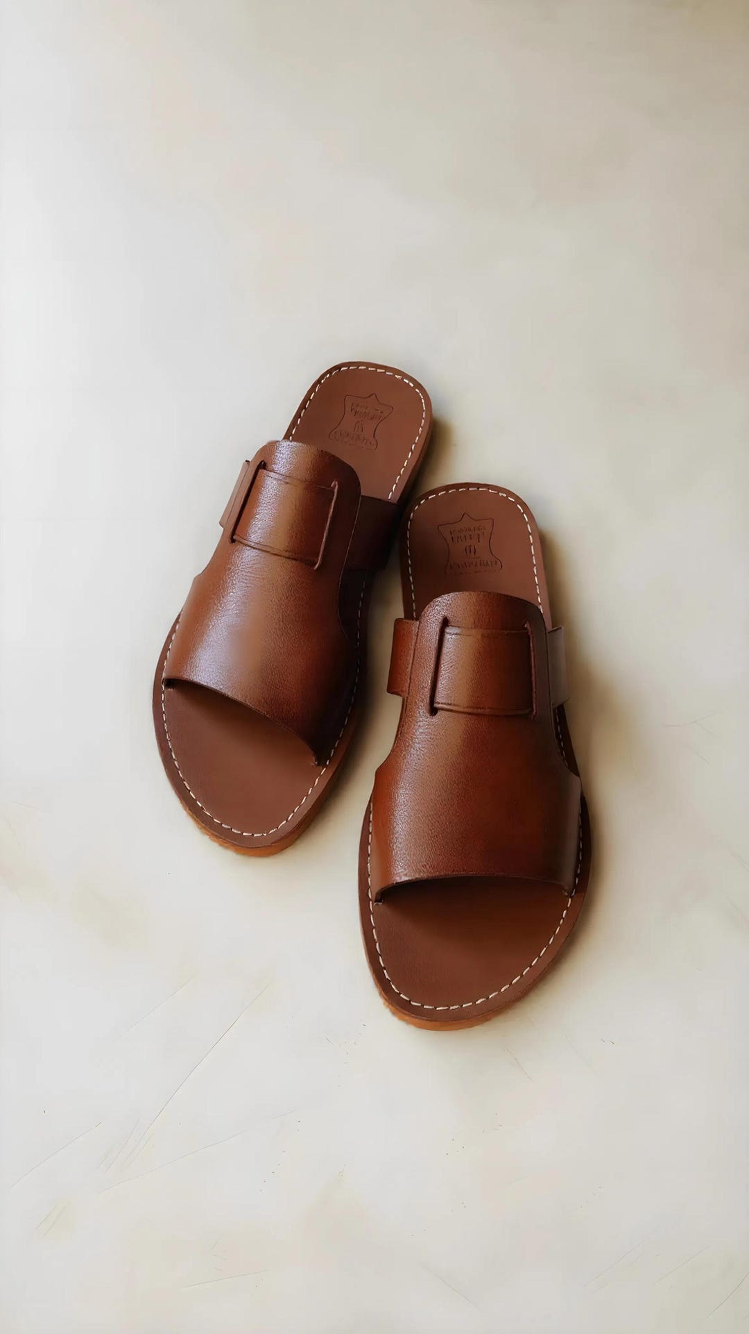 Handmade Moroccan Leather Sandals for Men, Natural Leather Babouche ...
