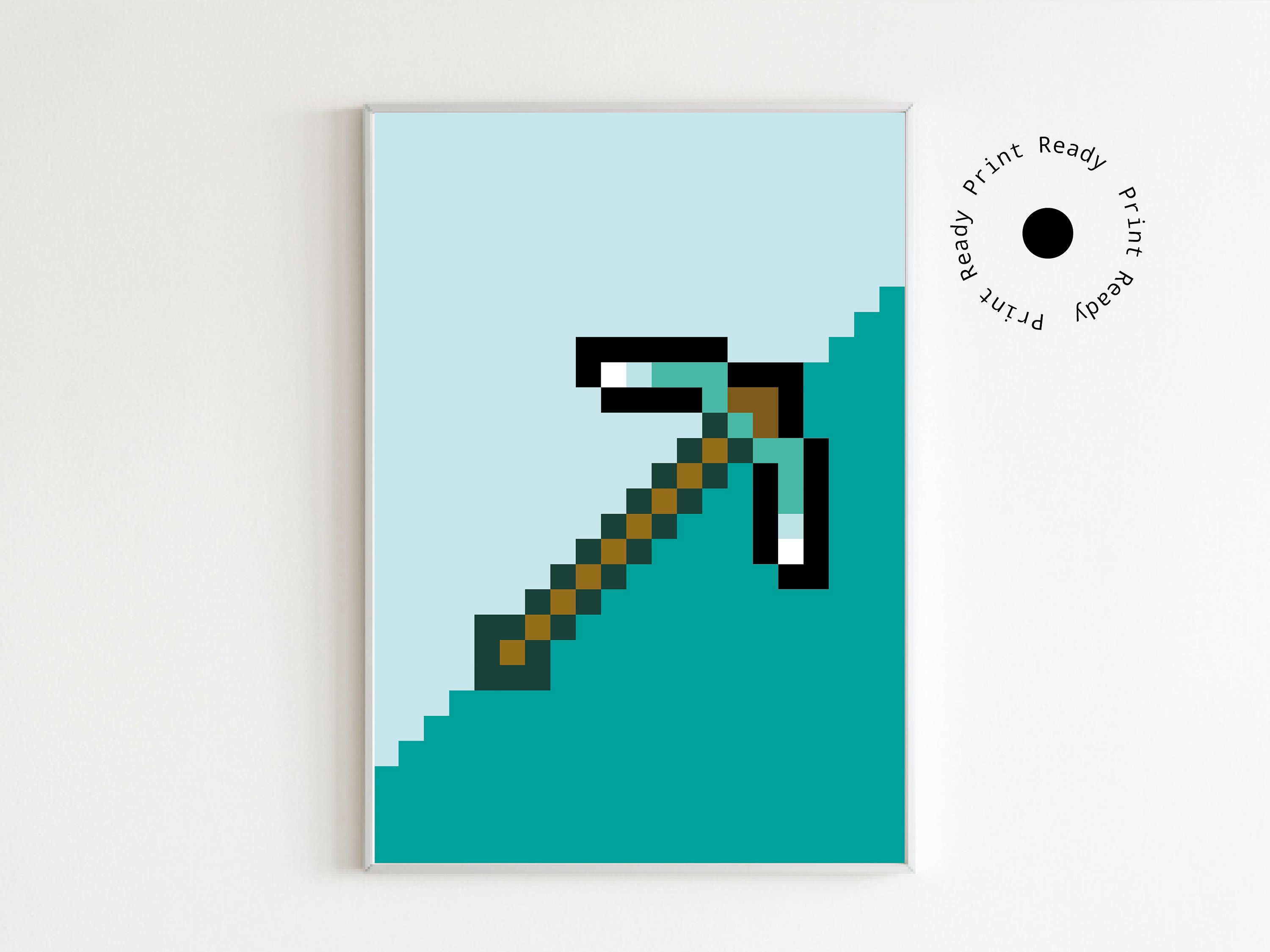 Minecraft Diamond Pickaxe Pixel Art
